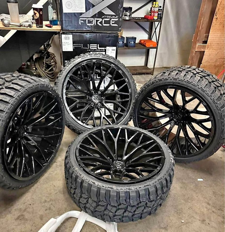 24x12 TIS OFF ROAD 566B Wheels 33x12.50R24 Tires 8x180 Chevy GMC 2500 ...
