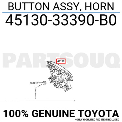 4513033390B0 Genuine Toyota BUTTON ASSY, HORN 45130-33390-B0 | eBay
