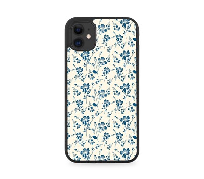 Traditional Floral Pattern Rubber Phone Case Flowers Blue Flowery ...