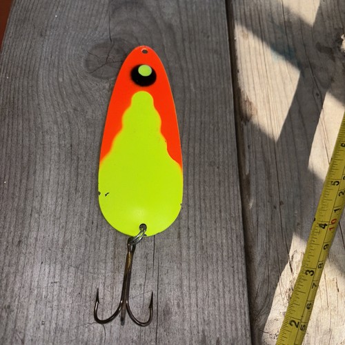 Vintage Lindy Gator Spoon Fishing Lure Neon Orange Chartreuse | eBay