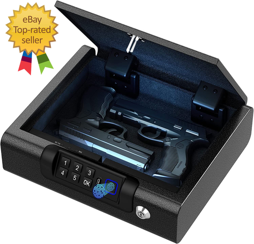 Biometric Gun Safe for Pistols 3-Ways Unlock Fingerprint Digital PIN ...