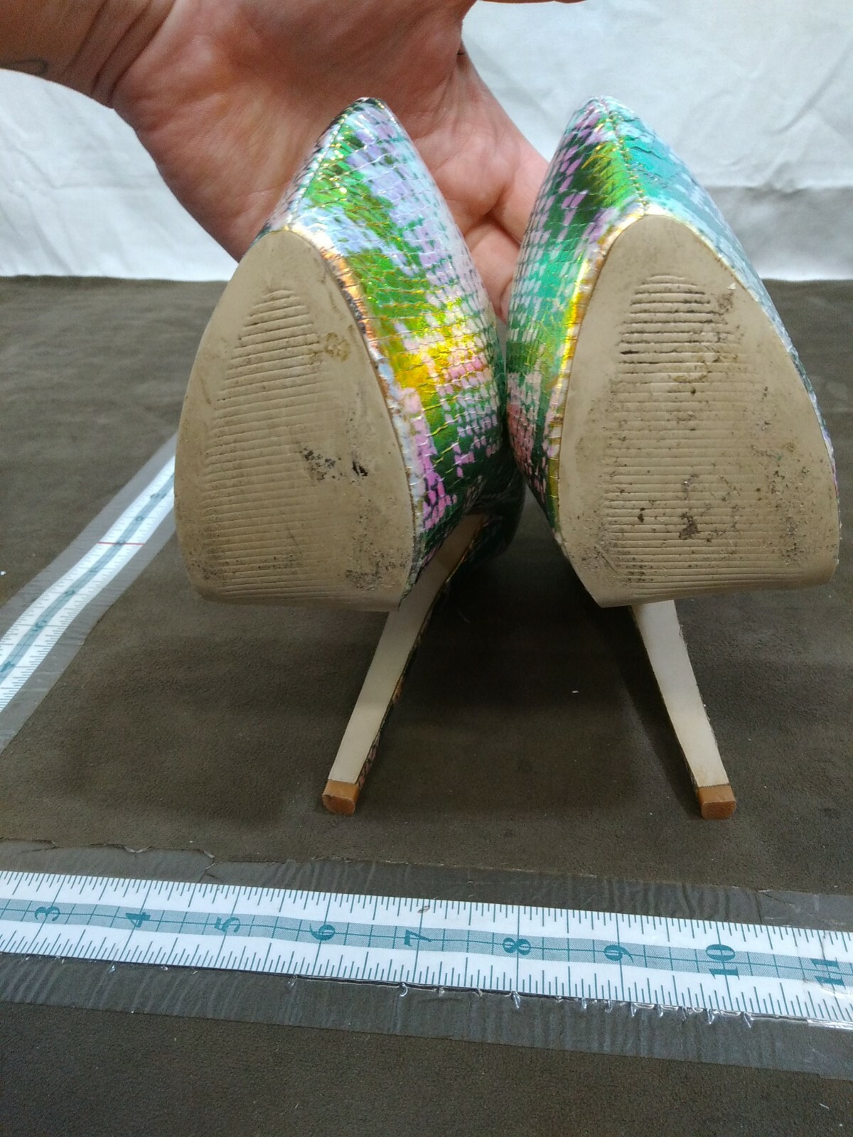 Bertinni Women's Platform stiletto Heels Size 7 holographic snakeskin ...