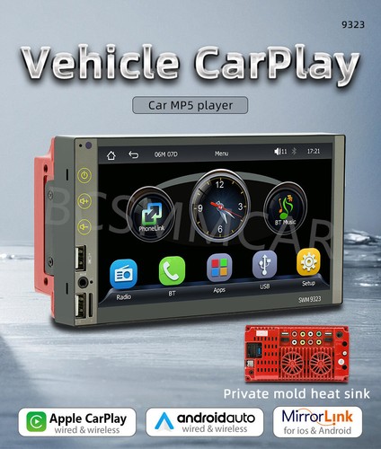 7in Touch Screen stereo Radio For CarPlay Android Auto Bluetooth FM W ...