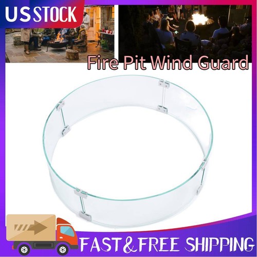 Round Fire Pit Wind Guard Tempered Glass Flame Guard Dia 25.6in 0.24 In ...
