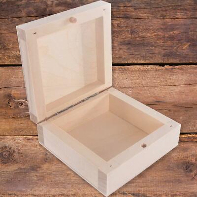 Small Square Decorative Wooden Lidded Box |8.5 x 8.5 x 3.7 cm| Plain ...