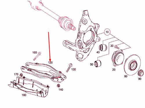 MERCEDES-BENZ C W205 REAR SPRING LINK CONTROL ARM A2053522000 15-20 NO ...