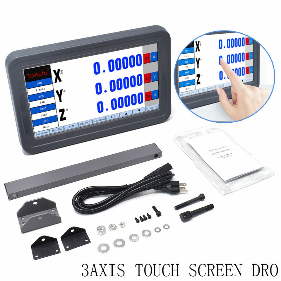 2/3 Axis DRO Digital Readout Touch Screen LCD Display + Linear Glass ...