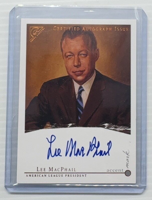 2003 Topps Gallery Hall Of Fame Lee MacPhail Accent Mark Auto Autograph ...