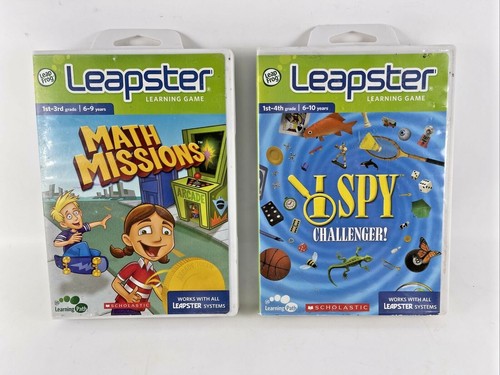 2 LEAPSTER Learning LEAP FROG Cartridges MATH MISSIONS / I SPY 1st-4th 6-9 years 708431304475| eBay