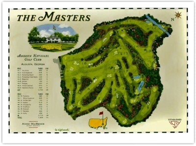 2026 Masters Tournament Augusta National Golf Club Course Map 18" x 24 ...
