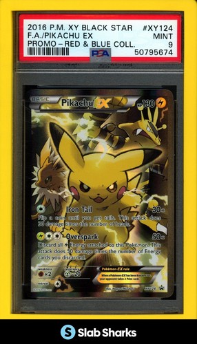 2016 POKEMON XY BLACK STAR PIKACHU EX PROMO RED BLUE COLLECTION XY124 ...