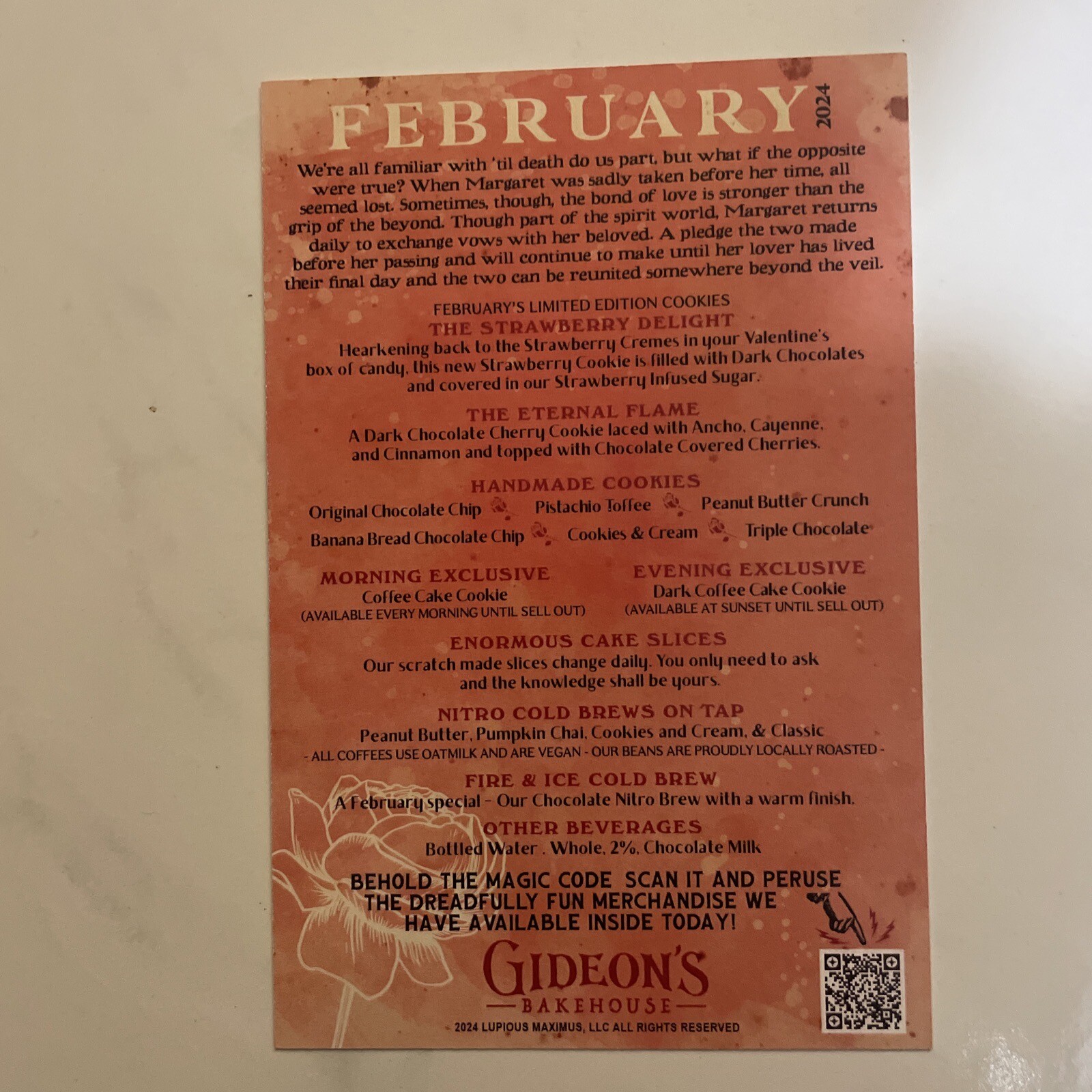 Gideon’s Bakehouse February 2024 menu | Grelly USA