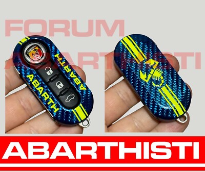 Abarth 595 500 Key Cover 100% Carbon Fiber - Blue and Yellow | eBay