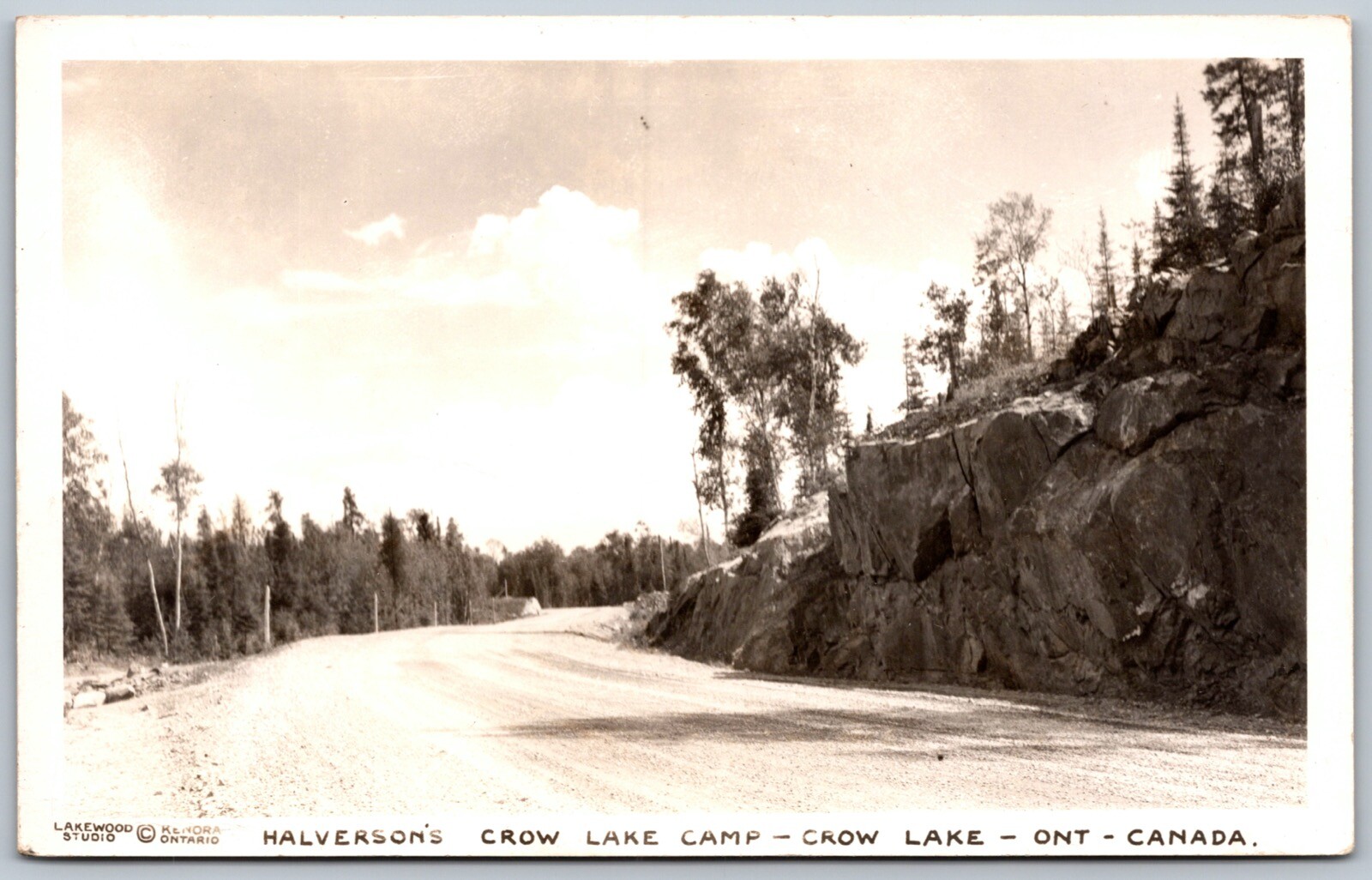 Postcard RPPC c1940s Crow Lake Ontario Halverson’s Crow Lake Camp Road ...