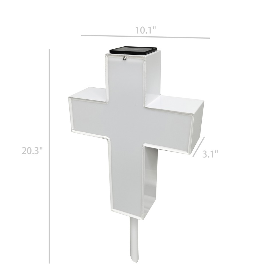 Solar Lighted Cross Solar Power Cemetery Cross Grave Memorial ...