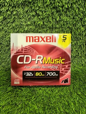 Maxell 5 Pack CD-R Music For Audio Recording 32x 80min 700MB Recordable ...