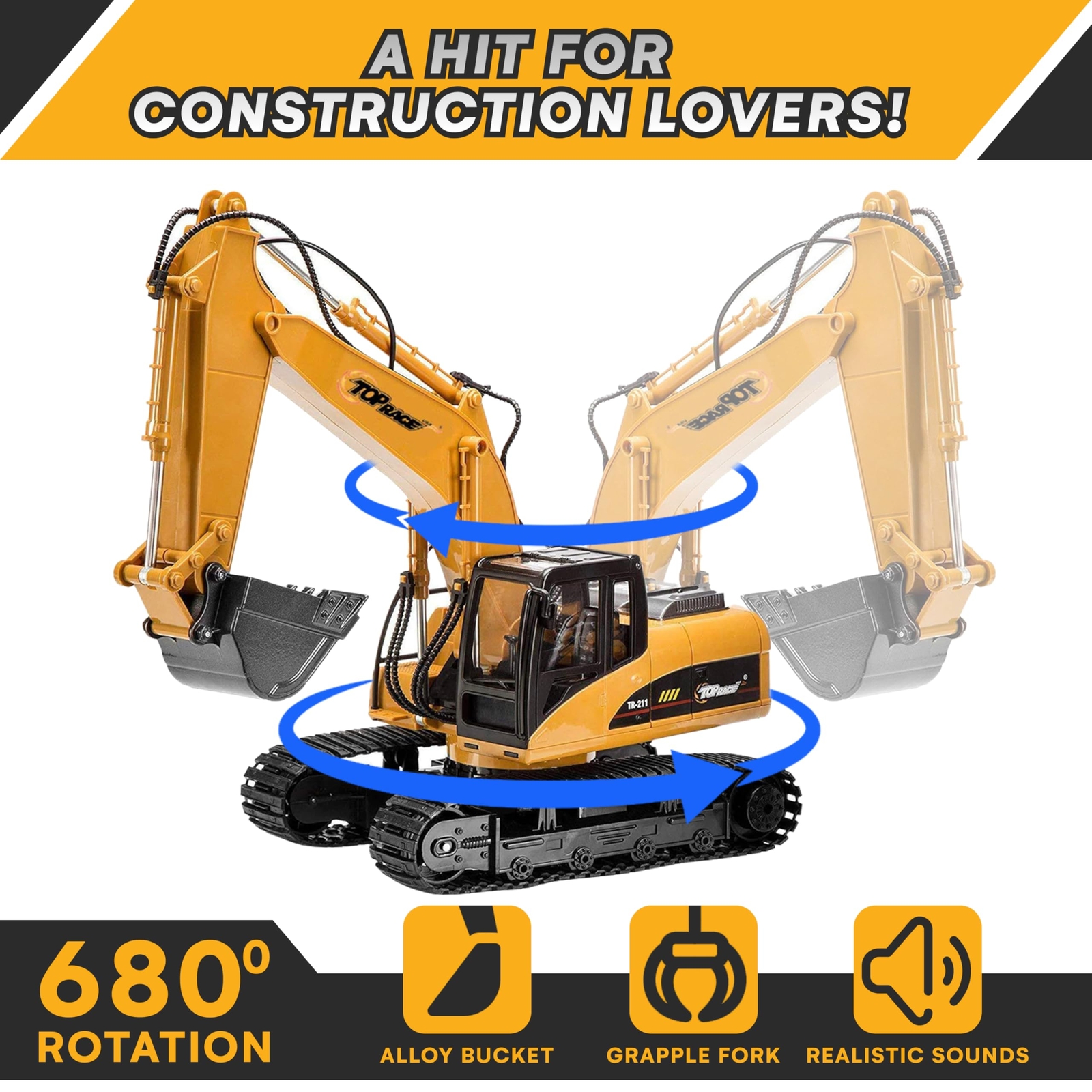 Top Race TR211 Remote Control Excavator Construction Tractor for sale ...