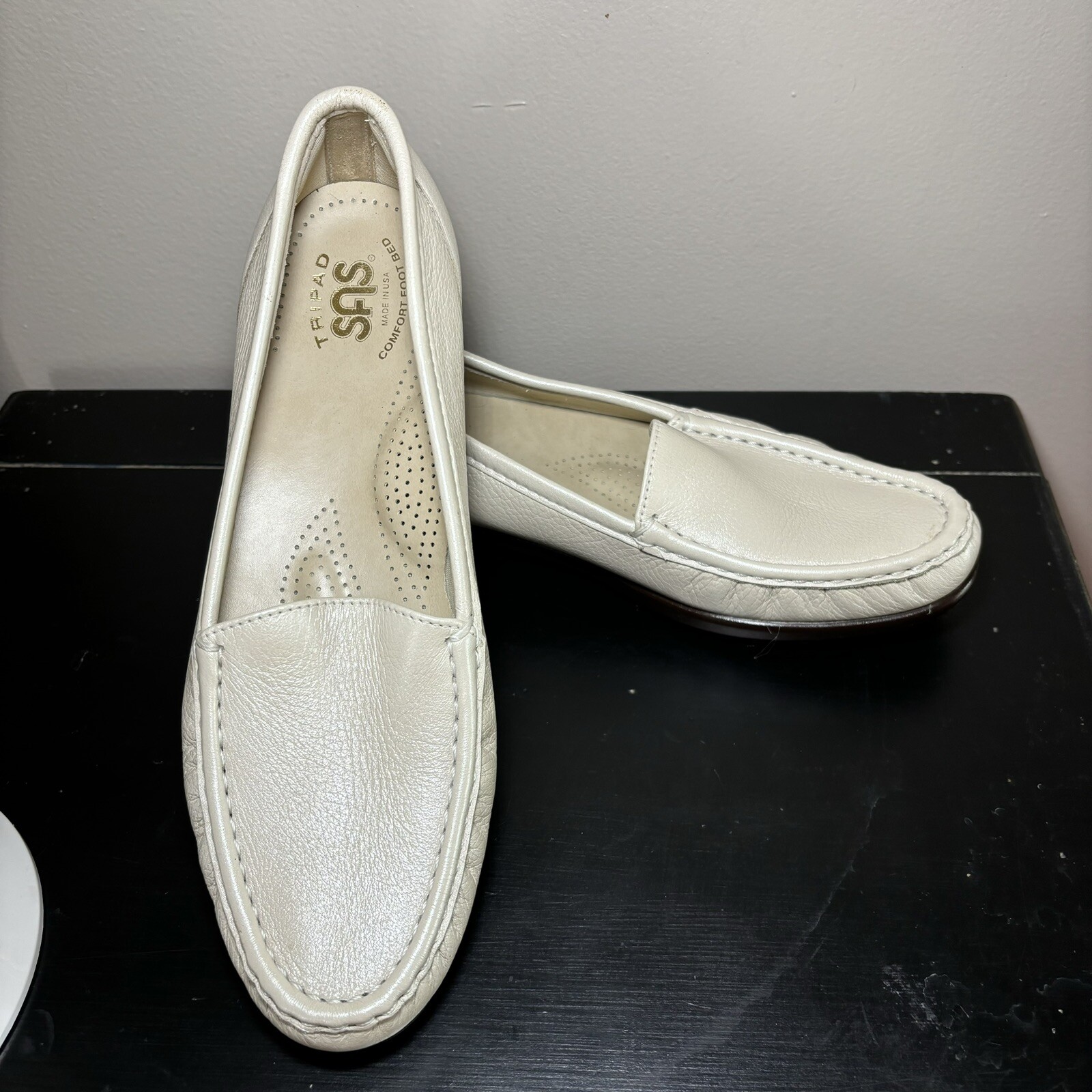 SAS Shoes Women 8 1/2 N Pearl Bone Leather Simplify Slip On Comfort | eBay
