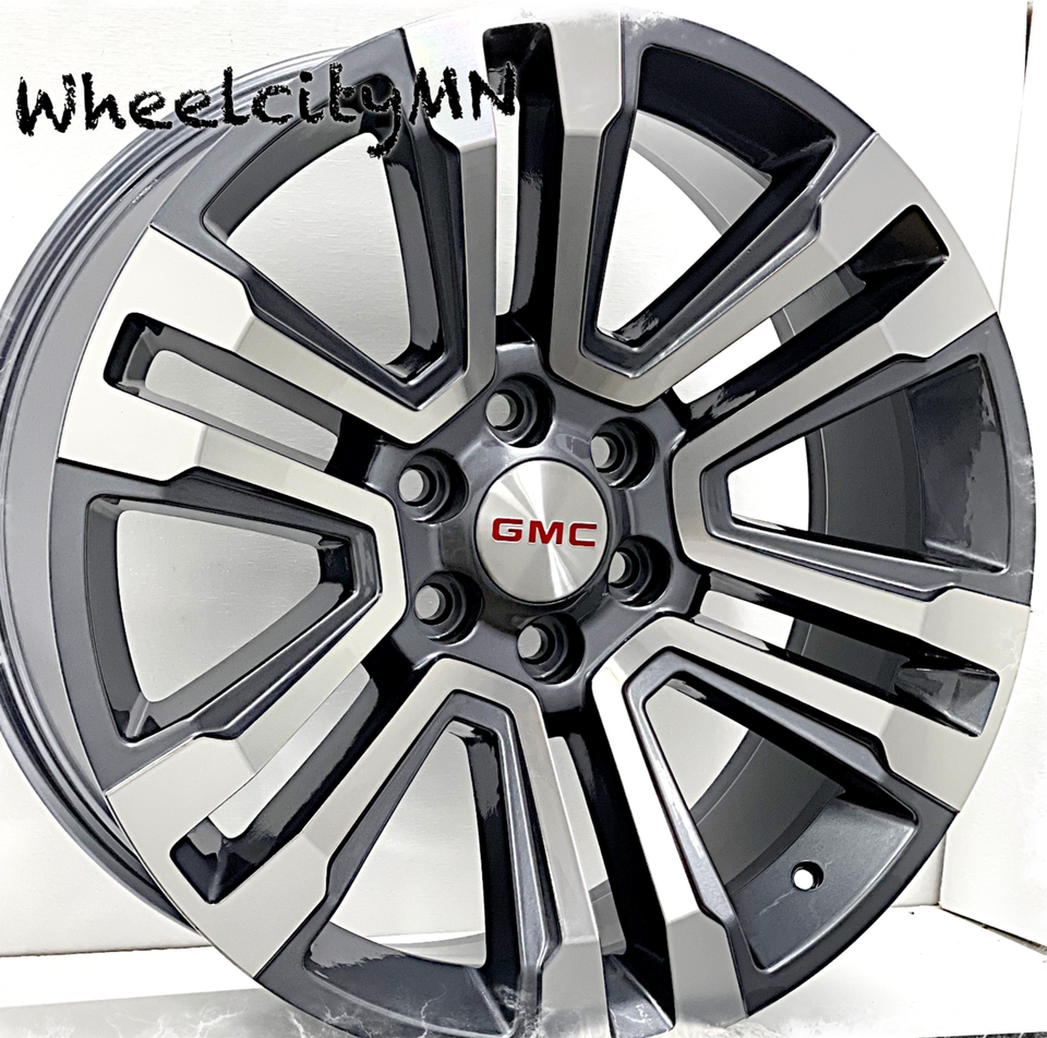 22" gunmetal machine OE replica 5822 wheels fits GMC Sierra Yukon ...