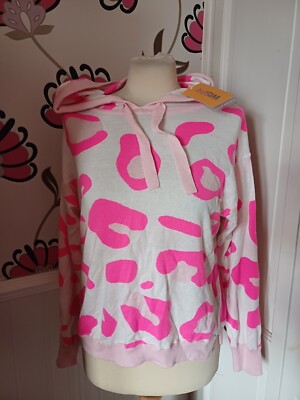 WISPR BRODIE CASHMERE WHITE & PINK COTTON & SILK MIX FINE KNIT HOODIE ...