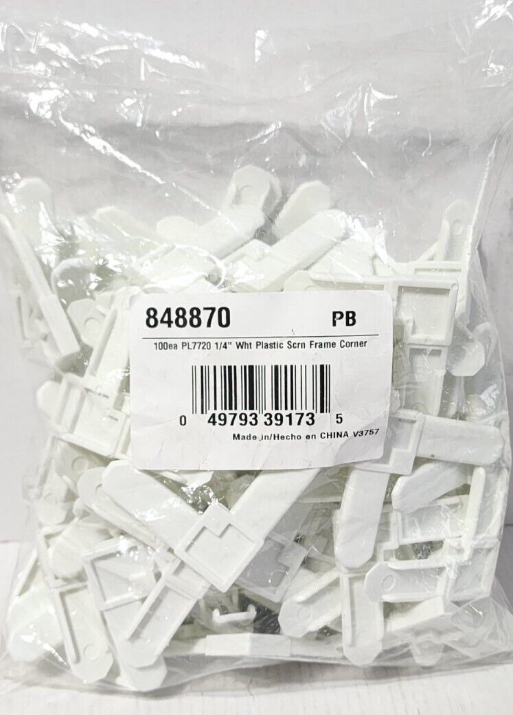 100PK - White Plastic Screen Frame Corner 1/4" x 1/4" PL7720 - NEW | eBay