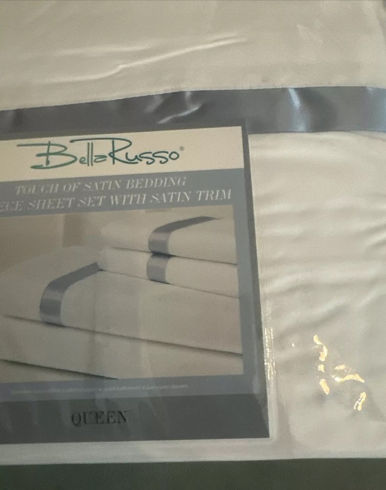 Bella Russo Microfiber 4 Piece Queen Bed Sheet Set Satin Trim brushed ...