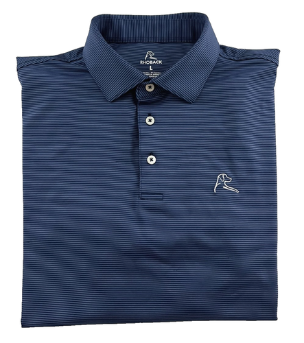 Rhoback Men's Sz. Large Blue Striped Golf Performance Polo Shirt! | eBay