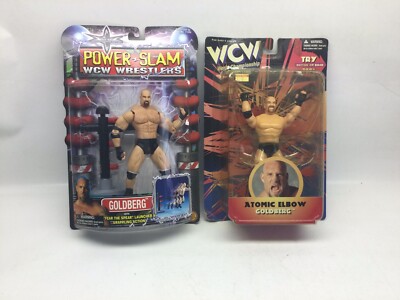 2) WCW Wrestling Figures Atomic Elbow Goldberg And Power Slam | eBay