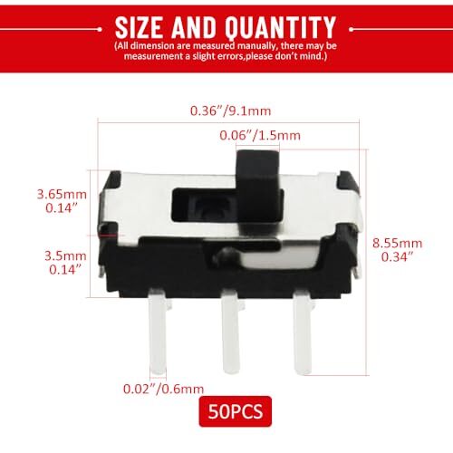 50PCS 6-Pin DPDT Vertical Micro Slide Switch Ideal for DIY Electronic ...