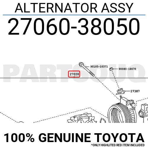 2706038050 Genuine Toyota ALTERNATOR ASSY 27060-38050 | eBay