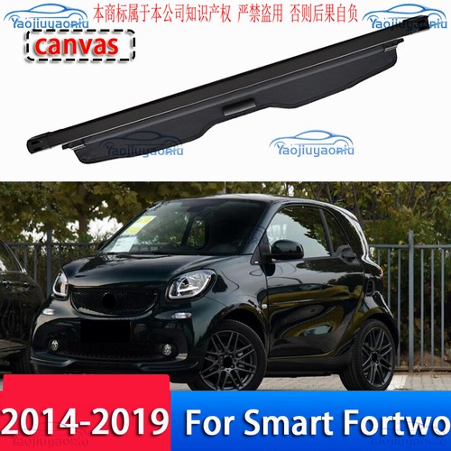 Black Canvas Rear Tail Trunk Cargo Cover Shield For Smart Fortwo 2014 ...