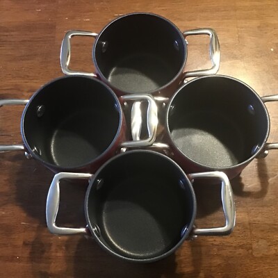 4 NEW TECHNIQUE COOKS ESSENTIALS 5/8 QT HARD ANODIZED NONSTICK RED ...