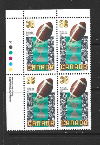 CANADA - 1987 GREY CUP - UPPER LEFT PLATE BLOCK - SCOTT 1154 - MNH | eBay
