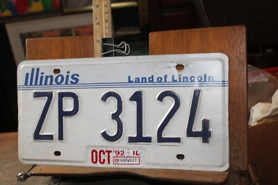 1992 Illinois License Plate ZP 3124 | eBay