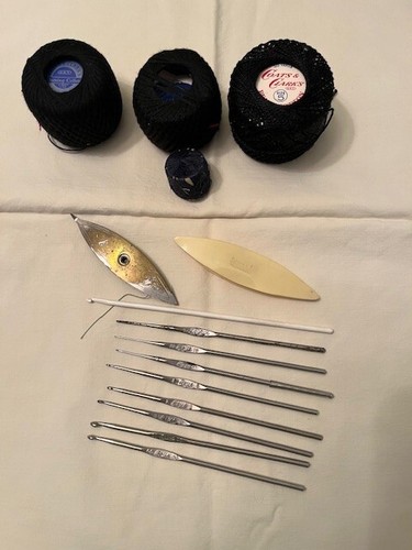 Vintage Notions Lot Crochet Hooks Thread Tatting Shuttles | eBay