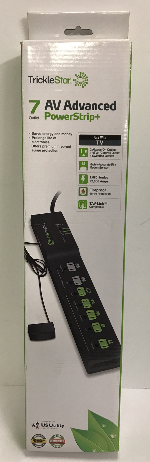 BRAND TrickleStar 7 Outlet Advanced Power Strip TS1810 Sensor Energy ...