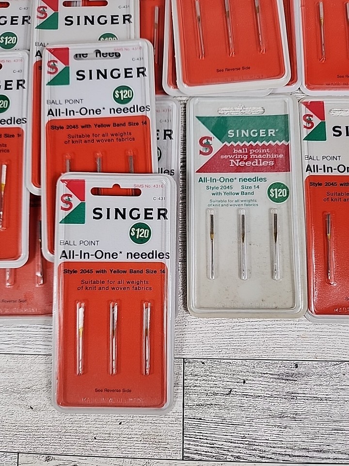 17 Vintage Singer Needles 2045 Ball Point Sewing Machine Size 14 Yellow ...