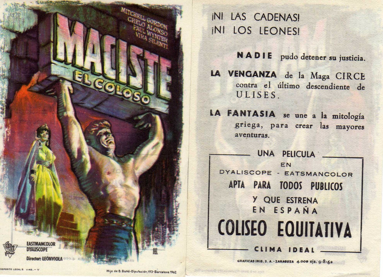 FOLLETO DE MANO MACISTE EL COLOSO.CINE COLISEO EQUITATIVA ZARAGOZA | eBay