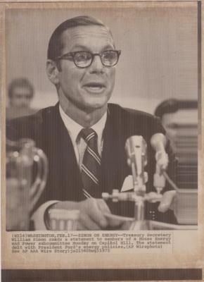 Treasury Secretary William Simon 2/17/75 - AP Wirephoto-Press Photo | eBay