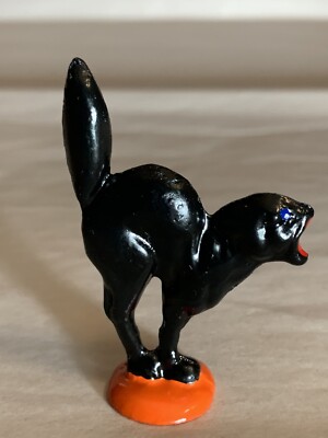 JAGS Scary Black Cat On Halloween Pumpkin Figure Metal Cat. From ...
