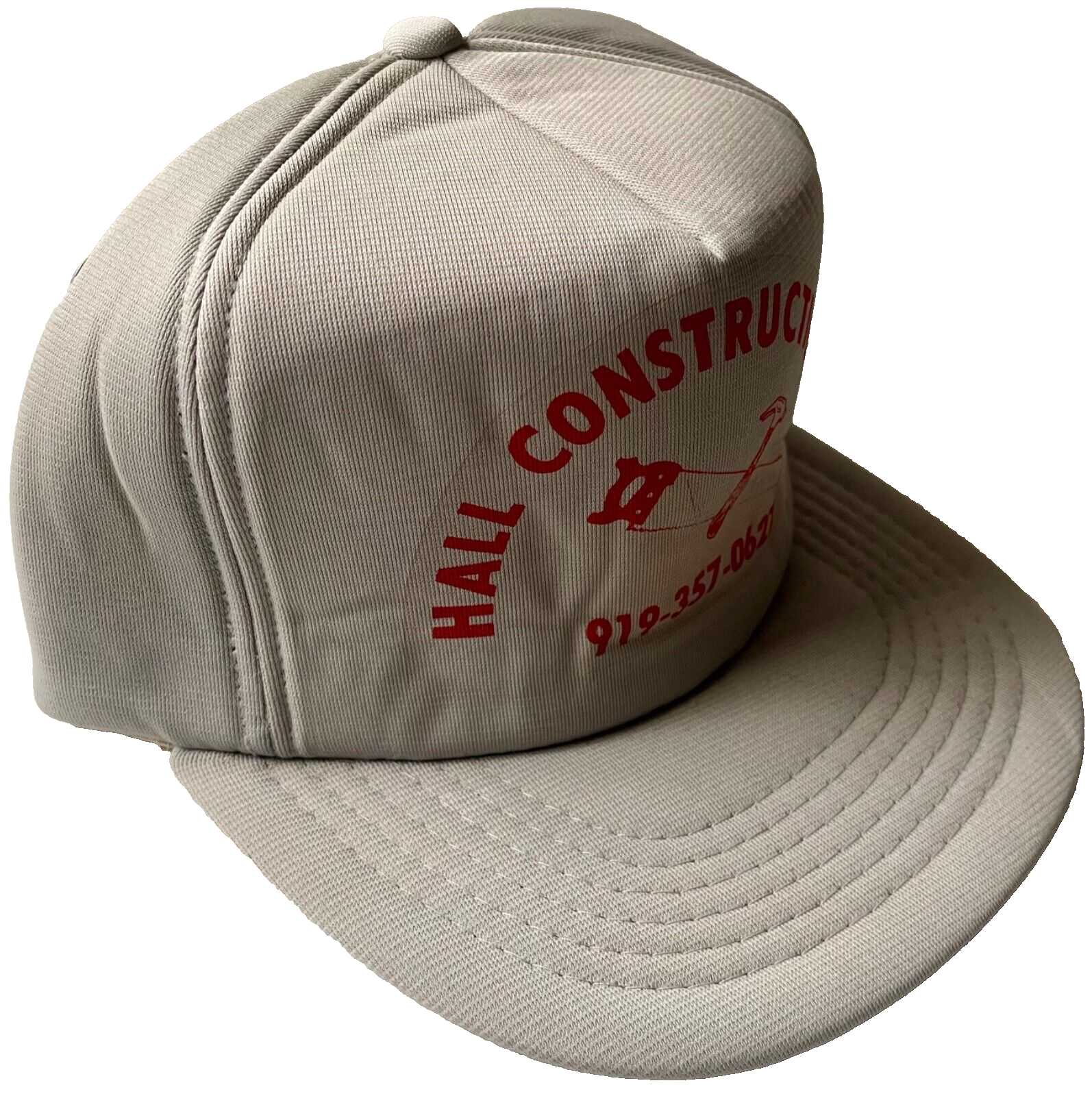 HALL CONSTRUCTION COMPANY BASEBALL CAP GRAY FOAM TRUCKER HAT NC VINTAGE ...