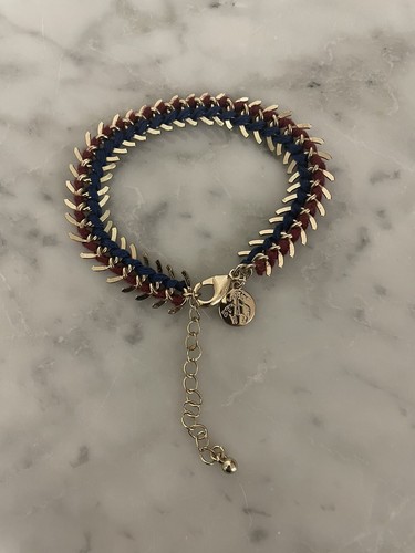 Brooks Brothers Herringbone Chain Bracelet With Navy And Burgundy Knot ...