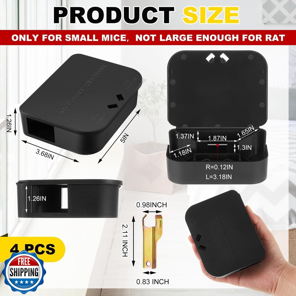 Qualirey 4 Pcs Mouse Bait Stations Mouse Stations with Keys Traps ...