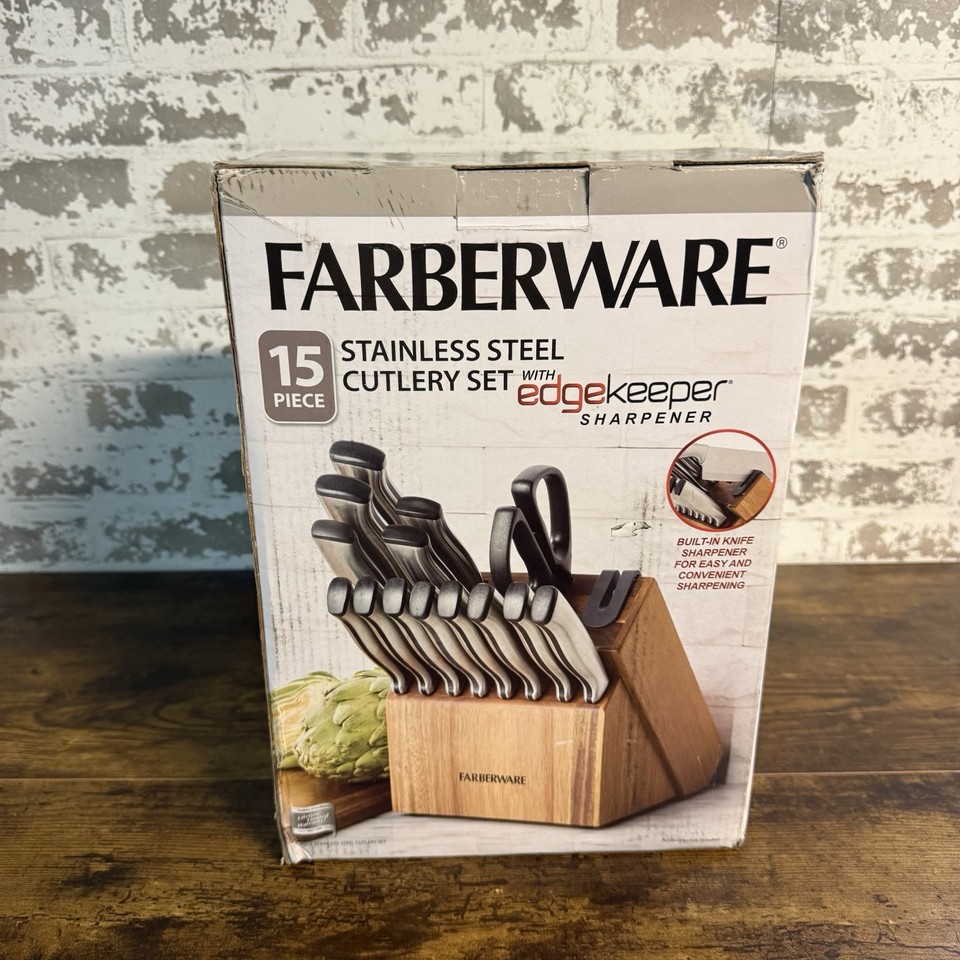 NEW – Farberware 15-Piece Stainless Steel Cutlery Set – Edgekeeper ...