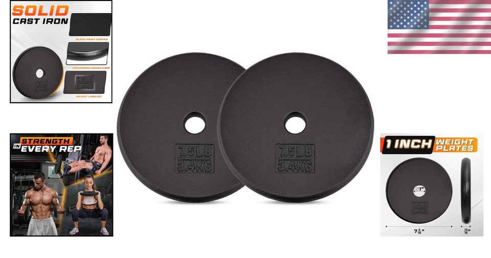 Rust-Resistant Cast Iron Weight Plates - 1-Inch, 5-25LB Options ...