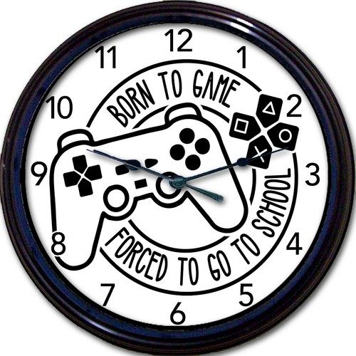 Gamer Wall Clock Arcade Video Game Controller Game Born To Game Retro ...
