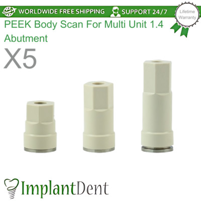 5x Dental PEEK Scan Body For Multi Unit 1.4mm System Dentistry CAD/CAM ...