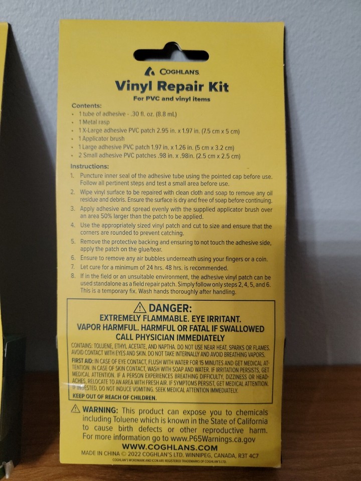 3x - Vinyl Repair Kit 7 Piece Kit For Repair Of Vinyl Air Mattresses ...