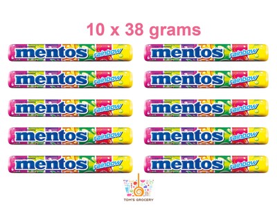 10 x MENTOS RAINBOW Watermelon Grapefruit Blueberry Flavors Chewy Candy ...