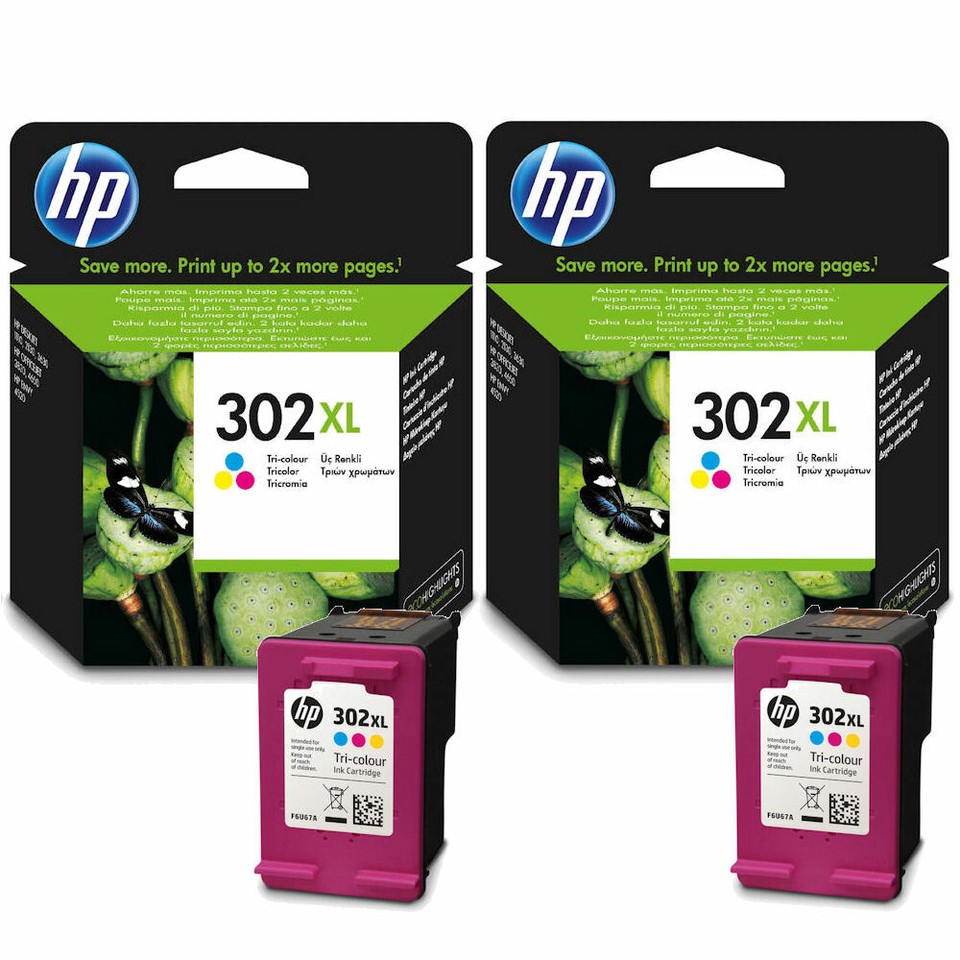 Original HP 302 / 302XL Black & Colour Ink Cartridges For DeskJet 1110 ...